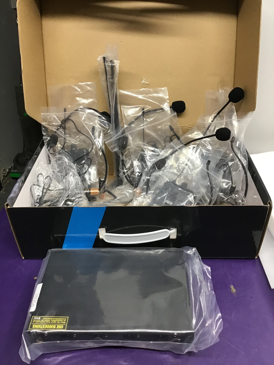 D Debra Pro UHF 4 Channel Wireless Microphone System with Cordless ...